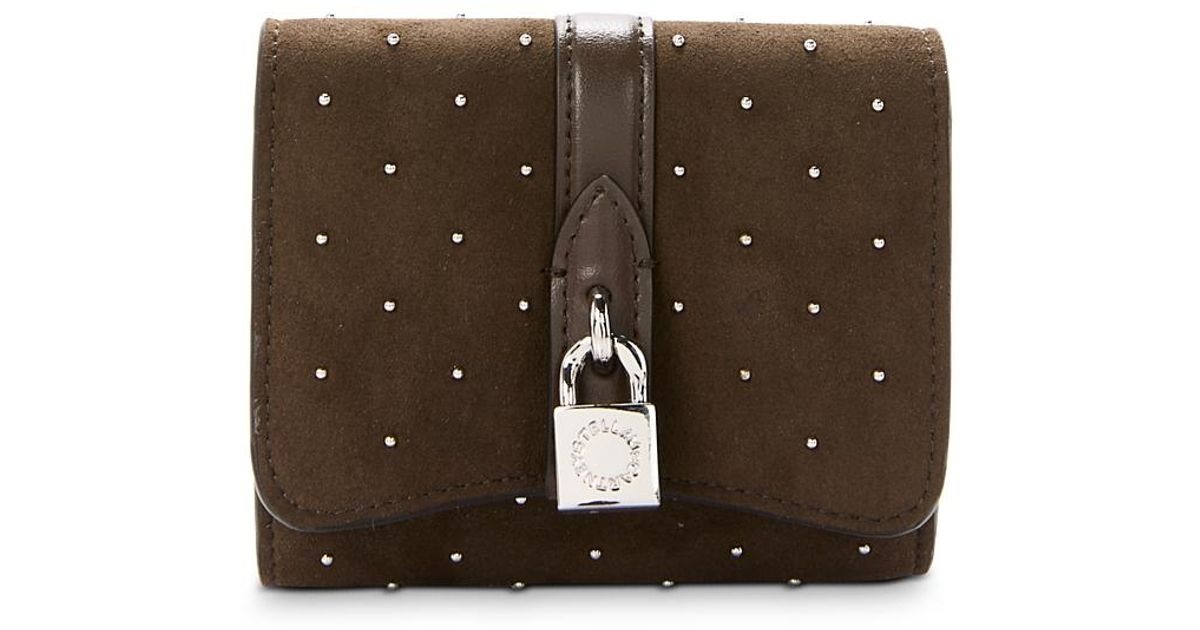 Stella McCartney Stella Ryder Studded Trifold Wallet in Brown | Lyst