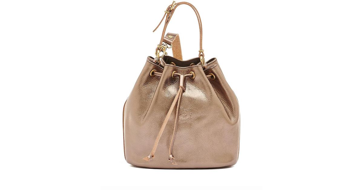 Il Bisonte Classic Leather Bucket Bag in Natural | Lyst