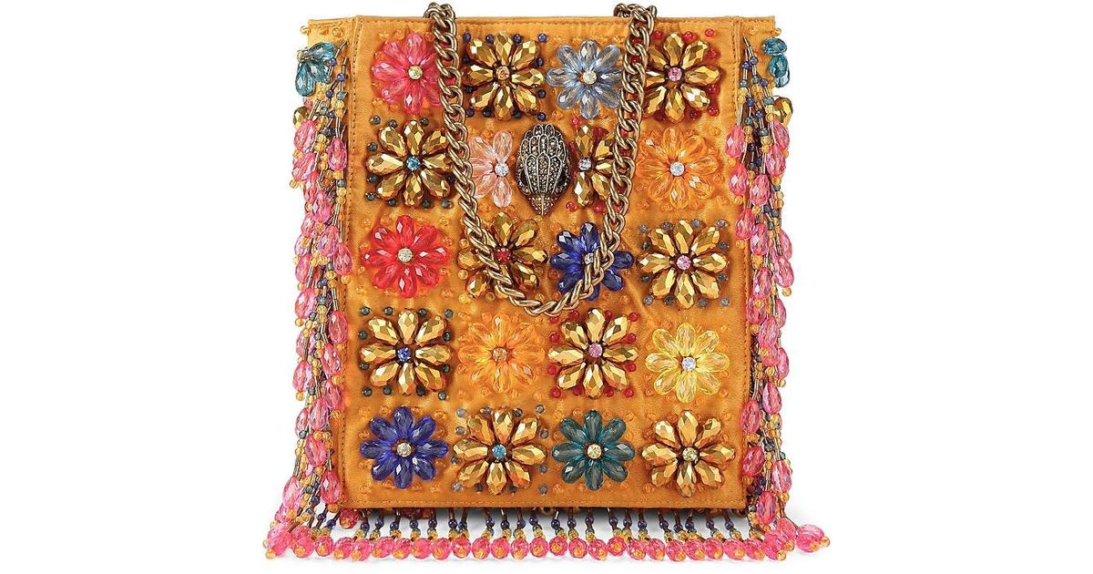 Kurt Geiger Mini Beaded Tote in Orange | Lyst UK