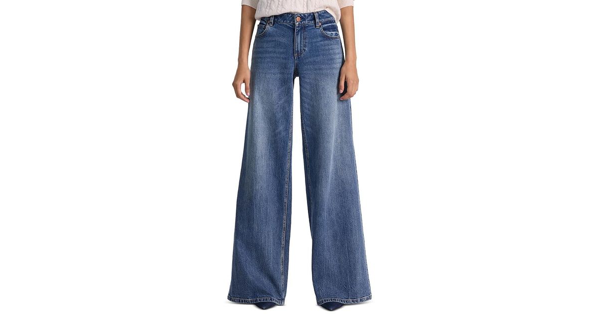 Alice + Olivia Chic High Rise Wide Leg Jeans in Blue | Lyst