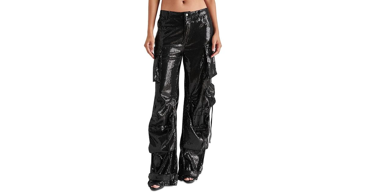 Steve Madden Duo Sequin Cargo Pants in Black | Lyst