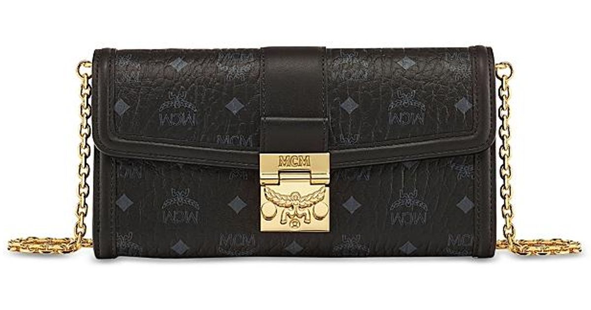 MCM Tracy Visetos Chain Wallet in Black | Lyst