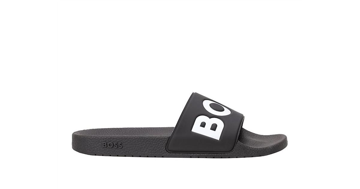 BOSS Aryeh Slide Sandals in White for Men | Lyst