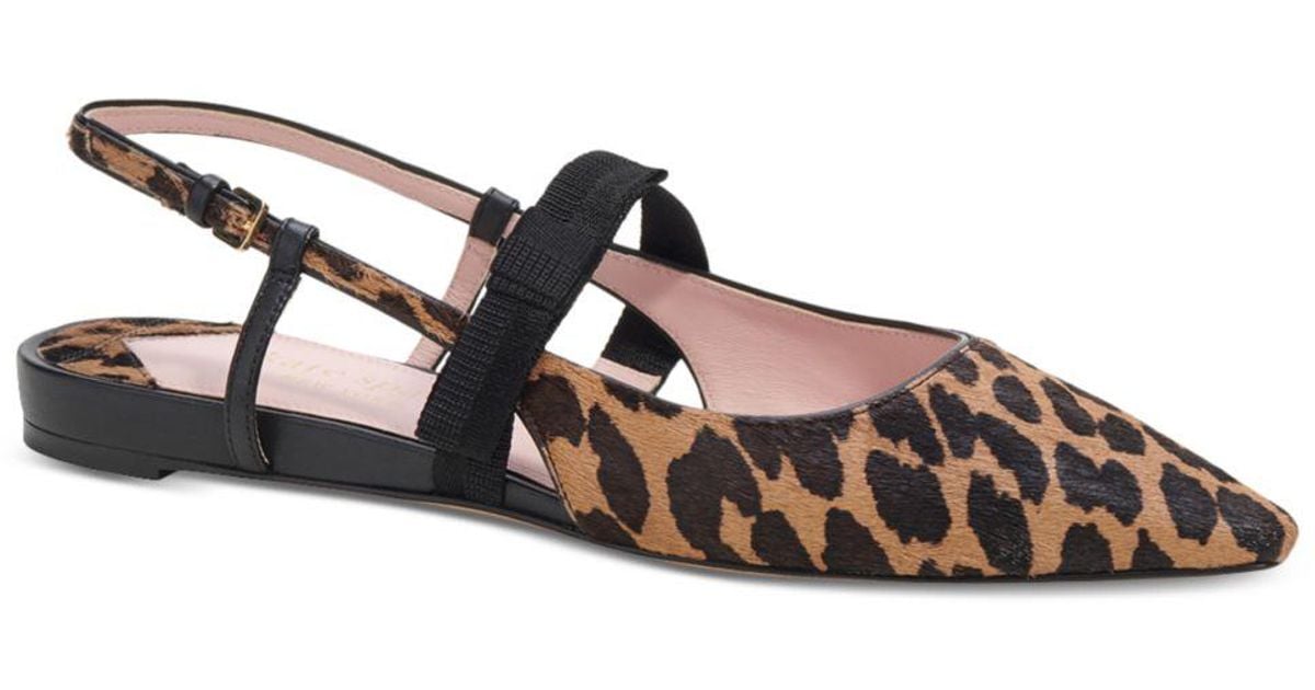 Kate Spade Maritza Pointed Toe Calf Hair Slingback Flats In Brown Lyst