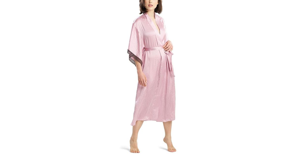 NATORI EDIT Ashley Icon Robe With Lace in Pink | Lyst