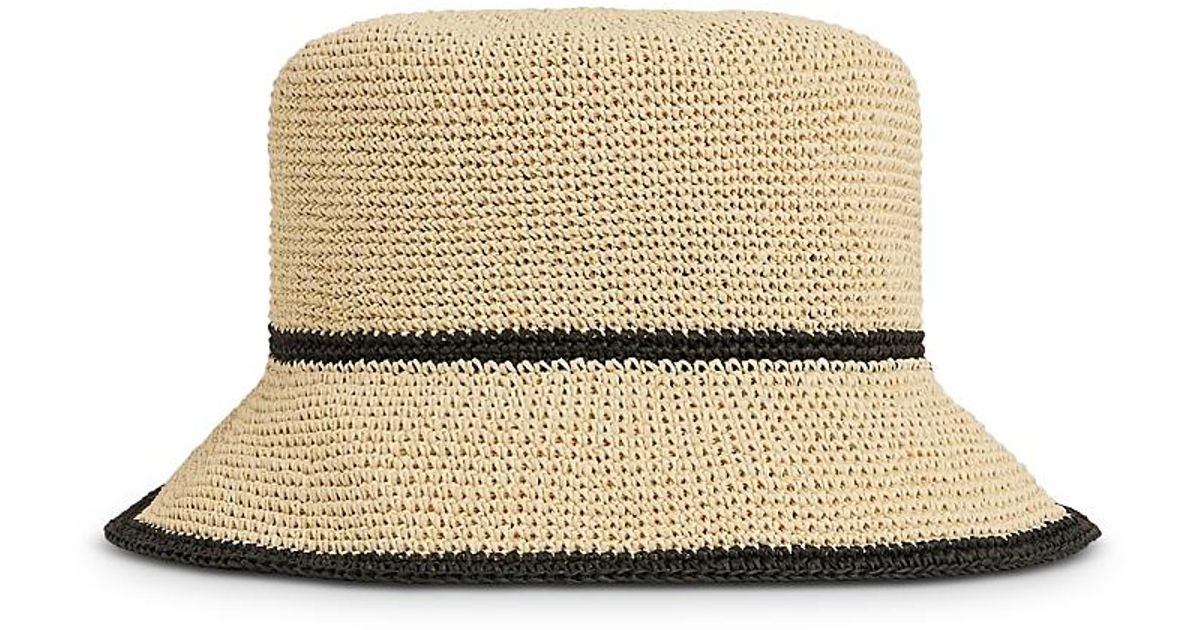 Reiss Edith Stripe Straw Bucket Hat in Natural | Lyst