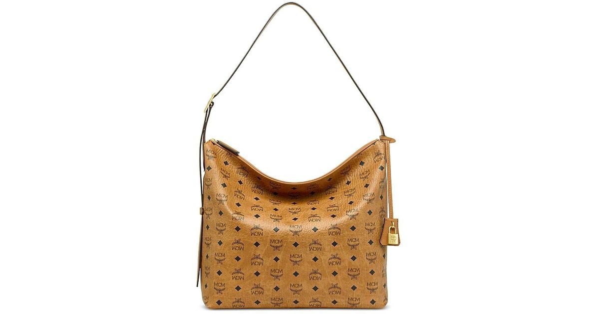 MCM Aren Large Visetos Hobo Bag in Brown | Lyst