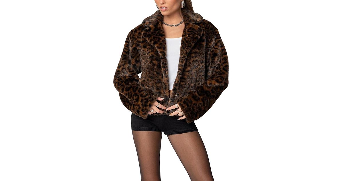 Edikted Lady Leopard Jacket in Brown | Lyst