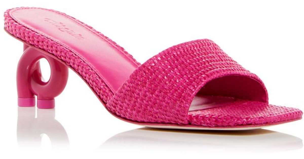 Cult Gaia Leather Cora Sculpted Heel Slide Sandals In Pink Lyst
