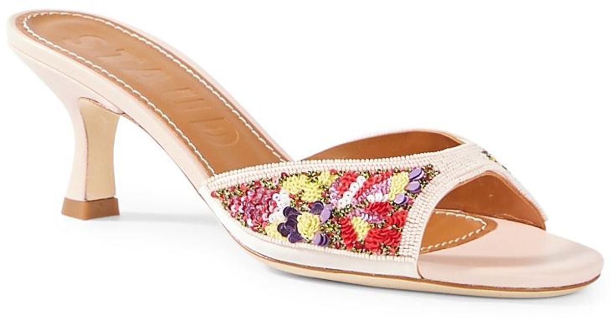 STAUD Brigitte Print Mule Sandals in Pink | Lyst