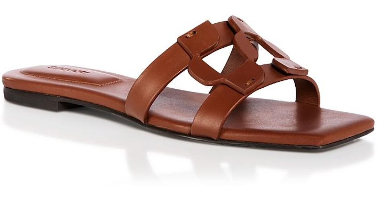 Jonathan Simkhai Monogram Flat Sandals in Brown | Lyst