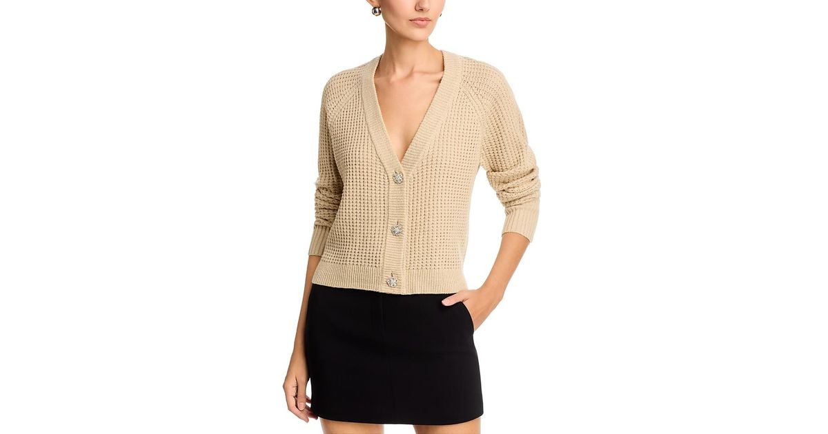 SINGLE THREAD Metallic Knit Cardigan in Blue | Lyst