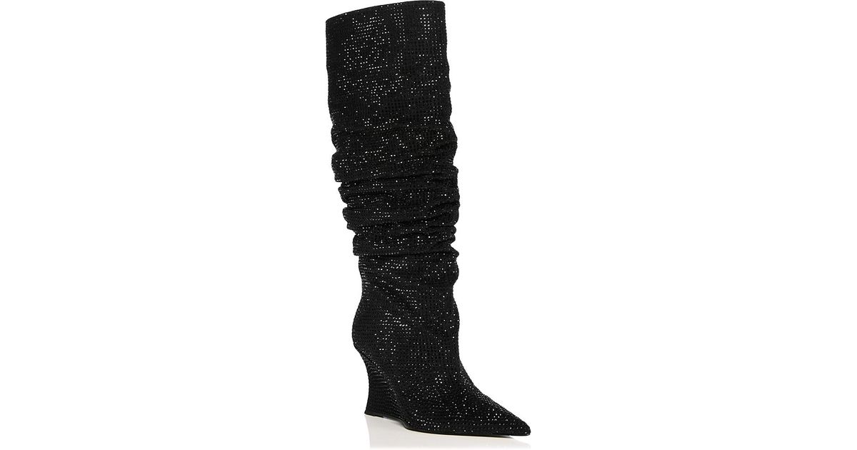 Aqua Glam Slouch Boots in Black | Lyst