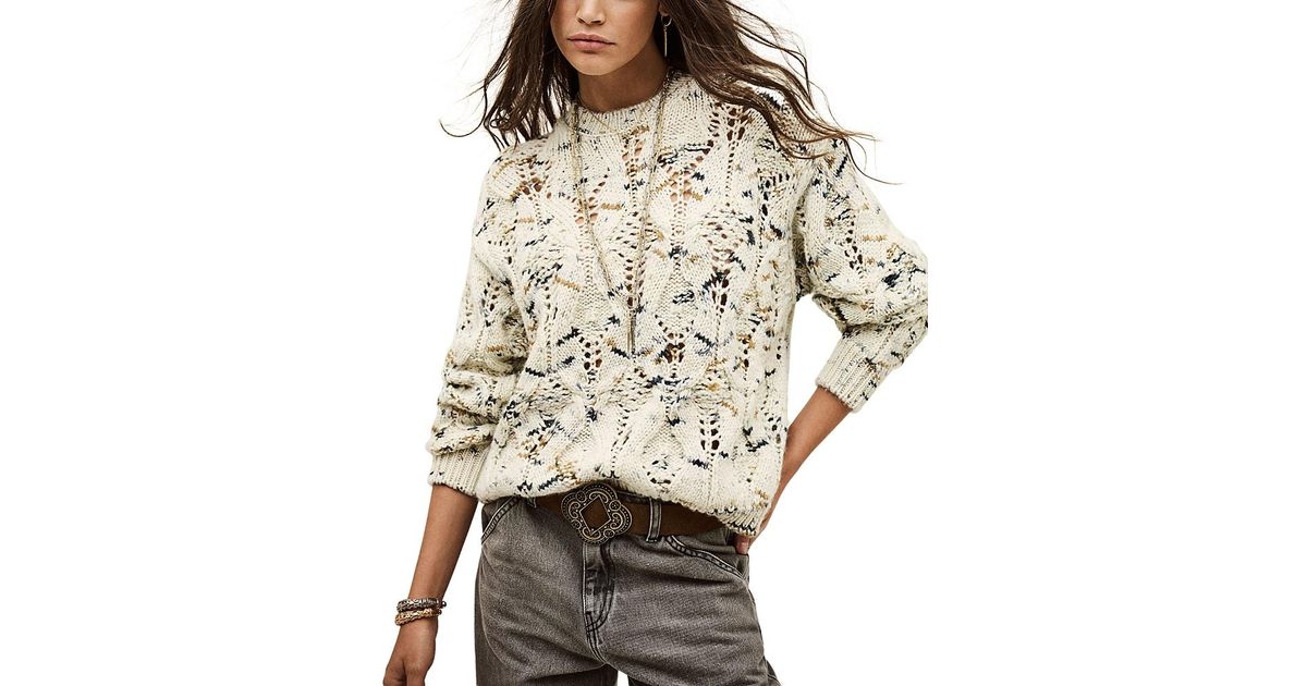 Ba&sh Pull Rave Wool Crewneck Cable Knit Sweater in Natural | Lyst UK