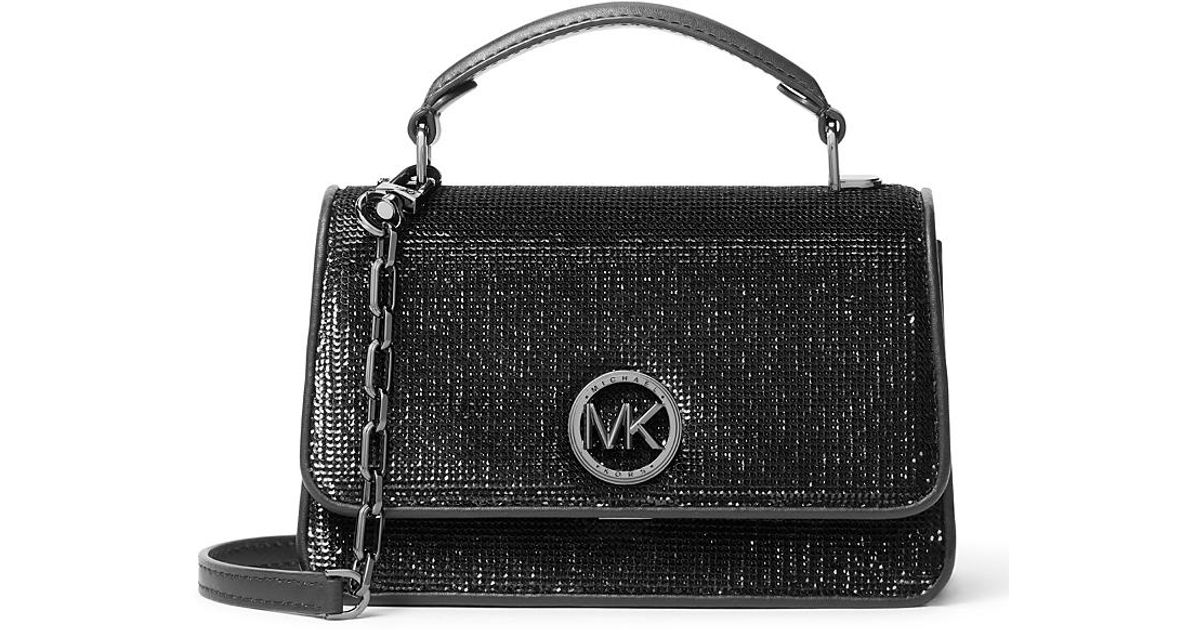 Michael Kors Michael Delancey East West Chain Crossbody in Black | Lyst