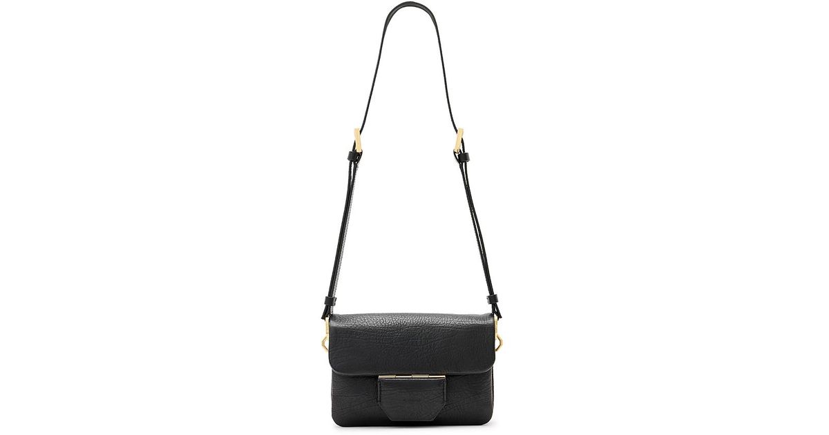 AllSaints Jupiter Grain Crossbody Bag in Black | Lyst