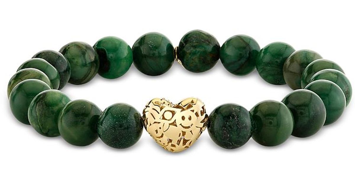 Sydney Evan 14K Verdite Puffy Icon Wallpaper Heart Beaded Bracelet in ...