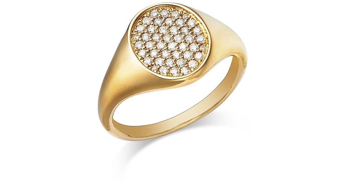 Bloomingdale's Fine Collection Diamond Pave Cluster Signet Ring in ...