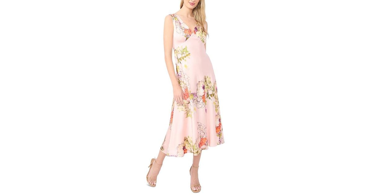Ted Baker Alina Plunge Midi Dress in Pink | Lyst