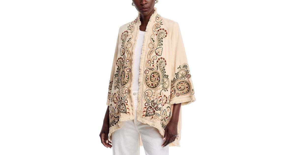 AREA STARS Paisley Embroidered Tunic Jacket in Natural | Lyst