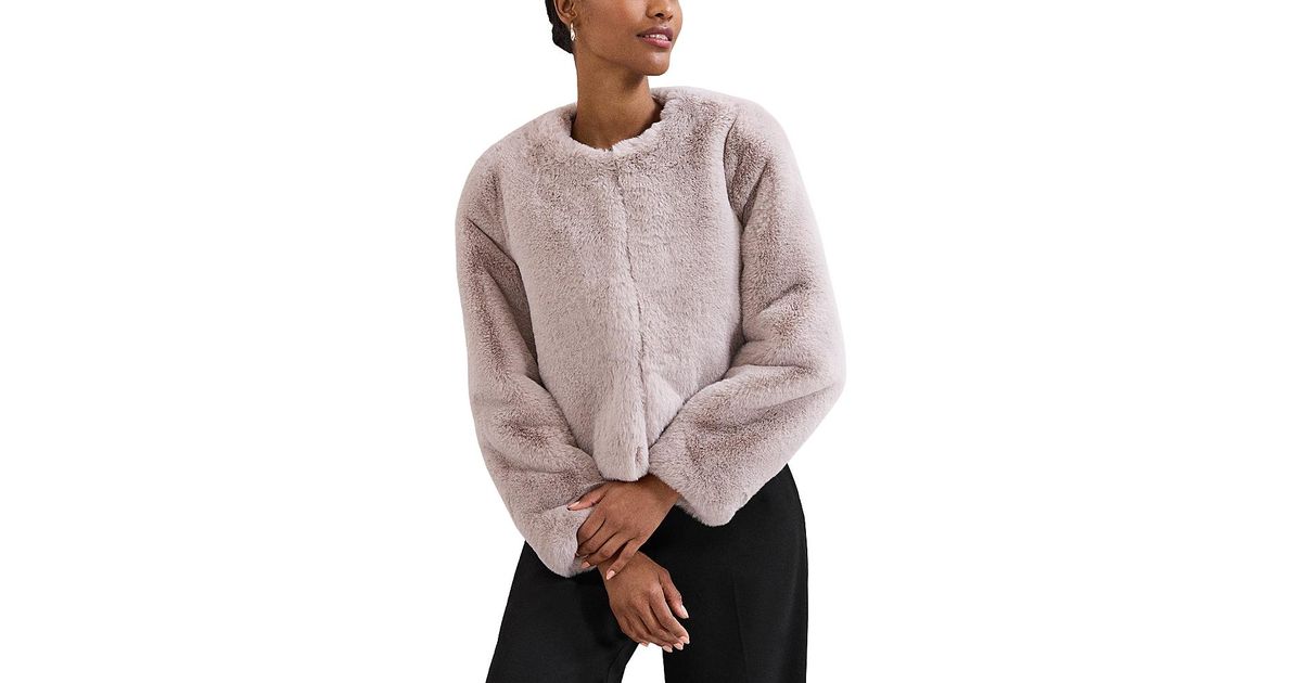 Phase Eight Crystal Faux Fur Coat in Gray | Lyst