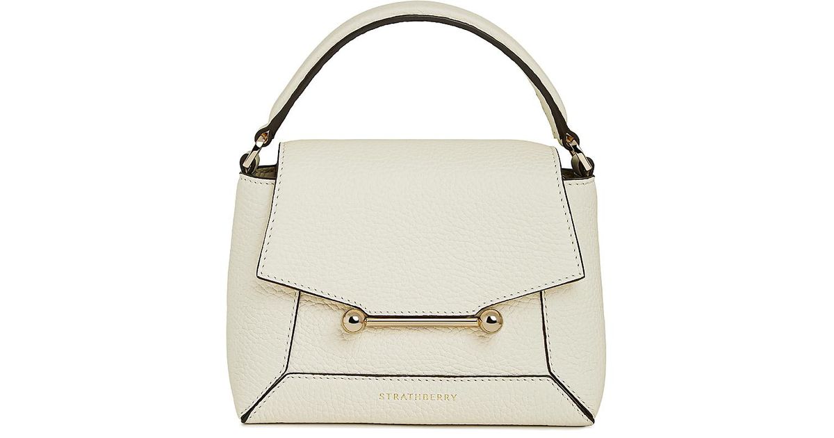 Strathberry Mosaic Nano Leather Top Handle Bag in White | Lyst