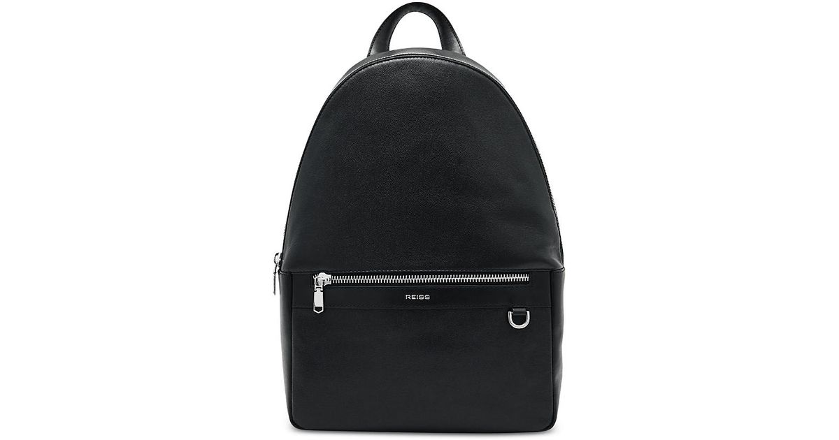 Reiss Micro Grain Leather Backpack in Black for Men | Lyst