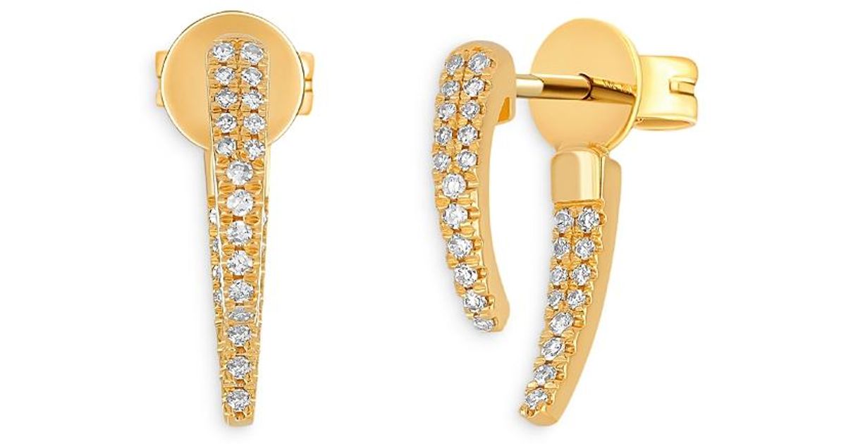 EF Collection 14K Diamond Front Back Earrings in Metallic | Lyst