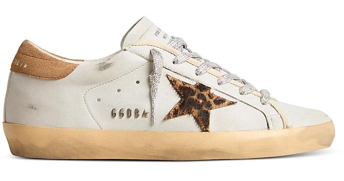 Golden Goose Super Star Leopard Print Calf Hair Sneakers in White | Lyst UK