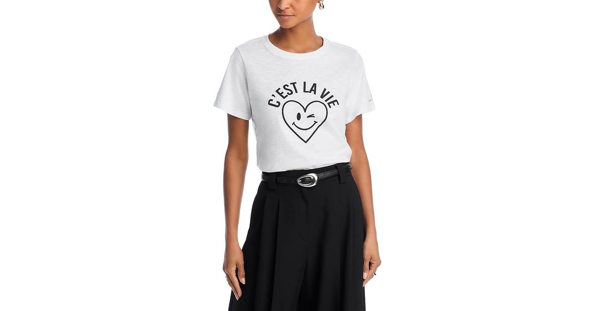 Cinq À Sept C'Est La Vie Heart Smiley Tee in White | Lyst UK