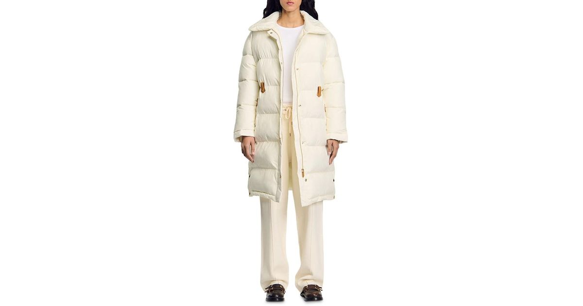 Sandro Hilda Puffer Coat in Natural | Lyst