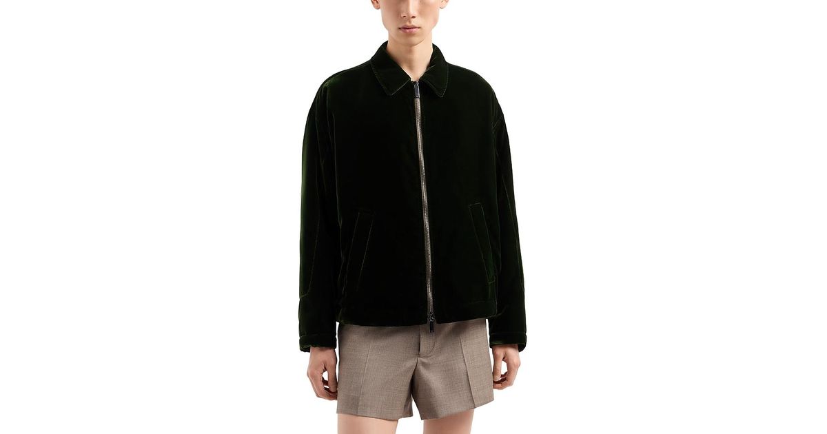 Emporio Armani Regular Fit Velvet Trucker Jacket in Black for Men | Lyst UK