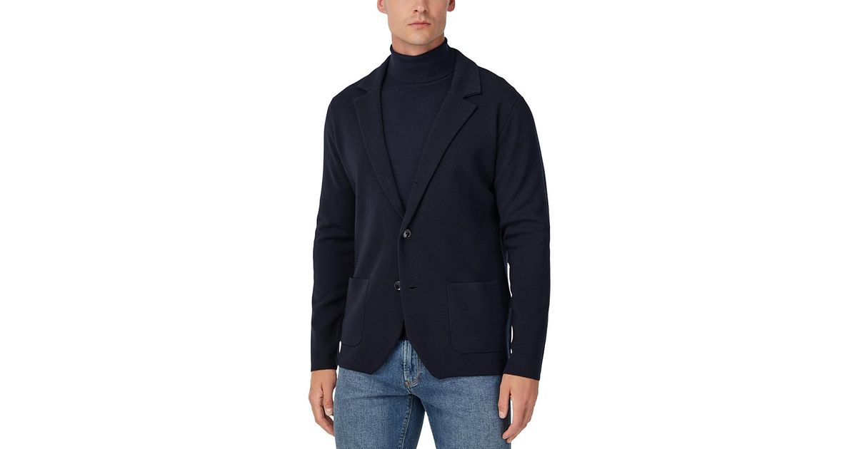 BOGGI Extra Fine Merino Wool Knitted Regular Fit Blazer in Blue for Men ...