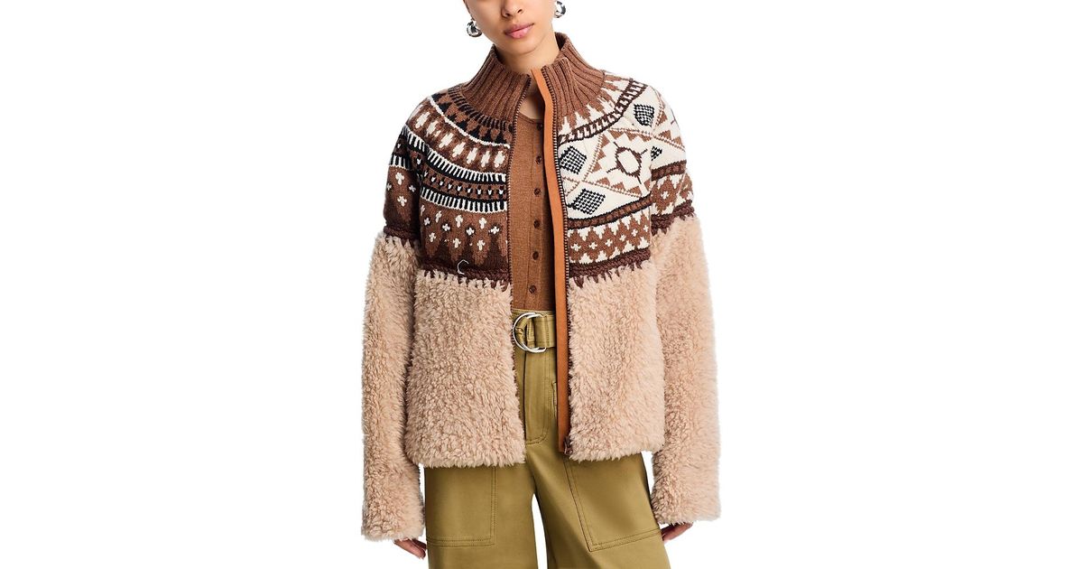 Sea Linea Fair Isle Jacket in Brown | Lyst
