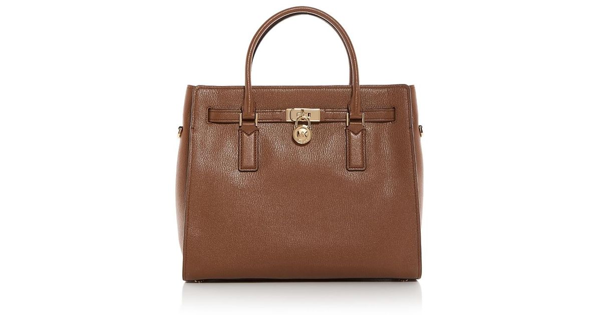 Michael Kors Hamilton Moderne Large Leather Satchel in Brown | Lyst