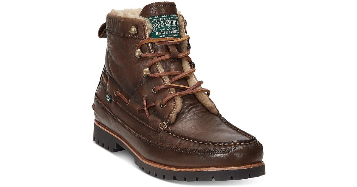 Polo Ralph Lauren Ranger Mid Shearling Lined Leather Boot in Brown for ...