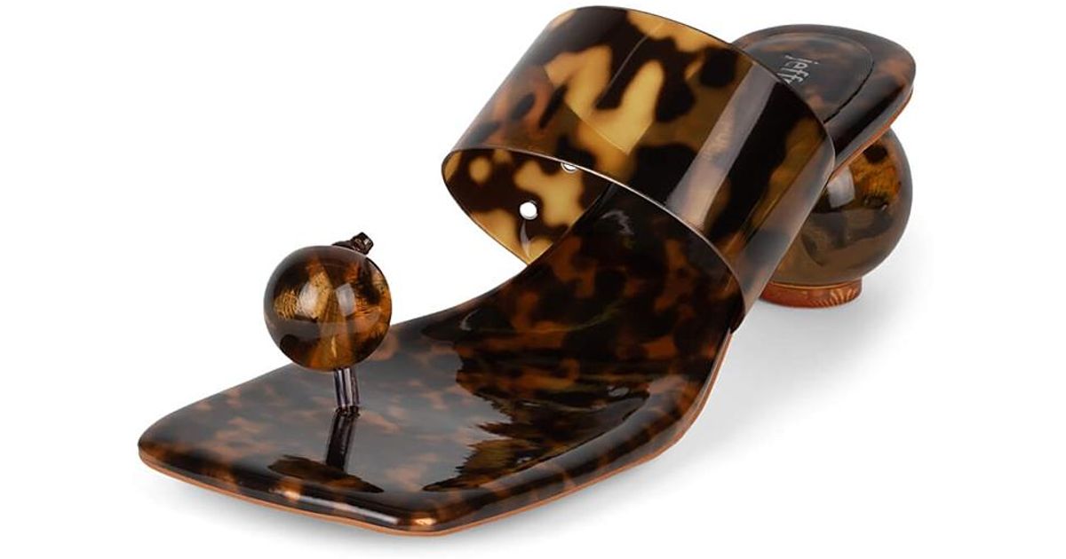 Jeffrey Campbell Latus Sphere Heel Slide Sandals in Brown | Lyst