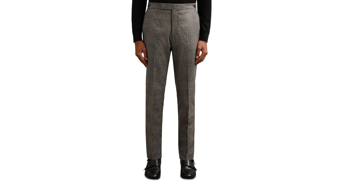 Reiss Prince Of Wales Check Pants in Gray for Men | Lyst