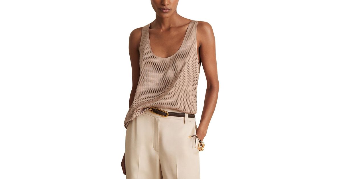 Reiss Atelier Isabelle Laser Cut Tank in Brown | Lyst