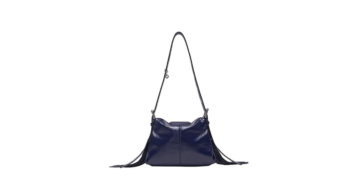 Maje Miss M Mini Fringed Leather Crossbody Bag in Blue | Lyst