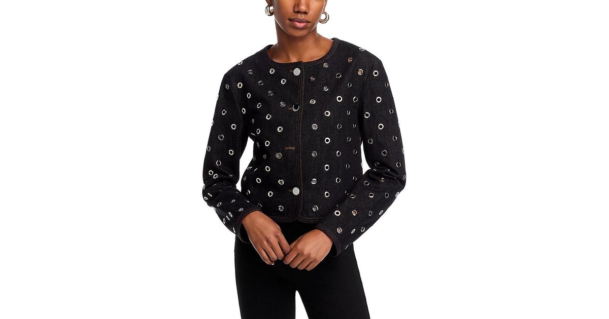 Veronica Beard Beale Eyelet Jacket in Black | Lyst