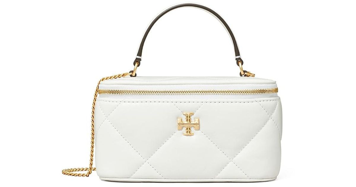 Tory Burch Kira Diamond Quilted Leather Vanity Bag in White | Lyst