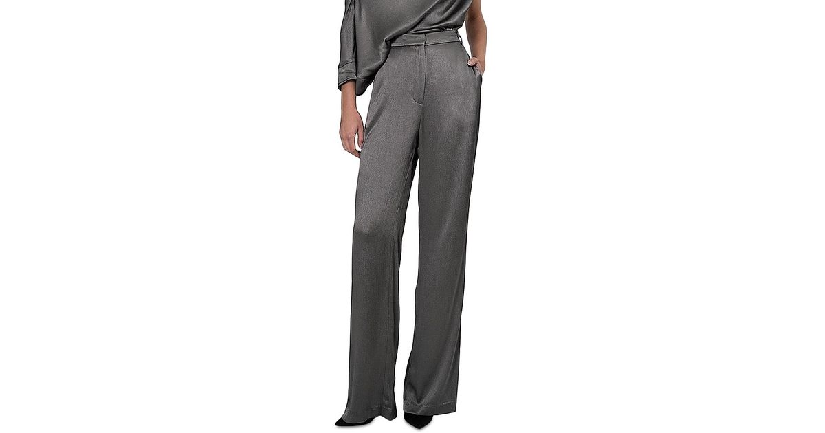 NonChalant Label Pauline Wide Leg Pants in Gray | Lyst