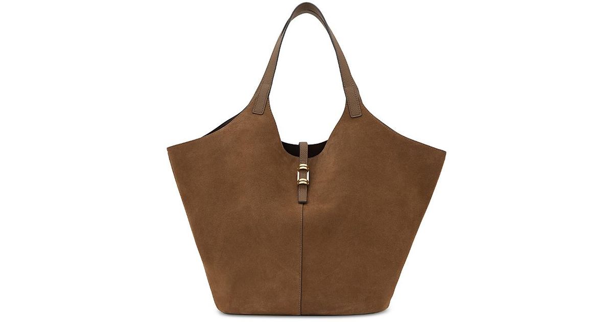 Reiss Lyra Suede Leather Tote in Brown | Lyst
