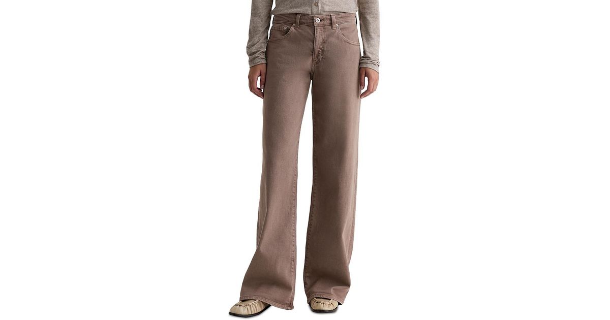 AG Jeans Adria Low Rise Wide Leg Jeans in Brown | Lyst UK