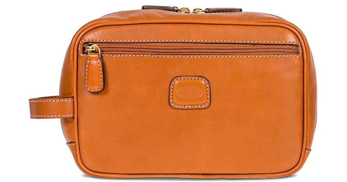 Bric's Life Pelle Traditional Leather Toiletry Kit in Orange | Lyst