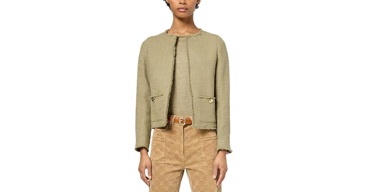 Gerard Darel Rodina Frayed Edge Jacket in Natural | Lyst