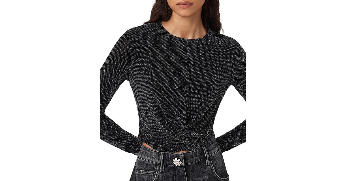 AllSaints Skylar Draped Metallic Tee in Black | Lyst