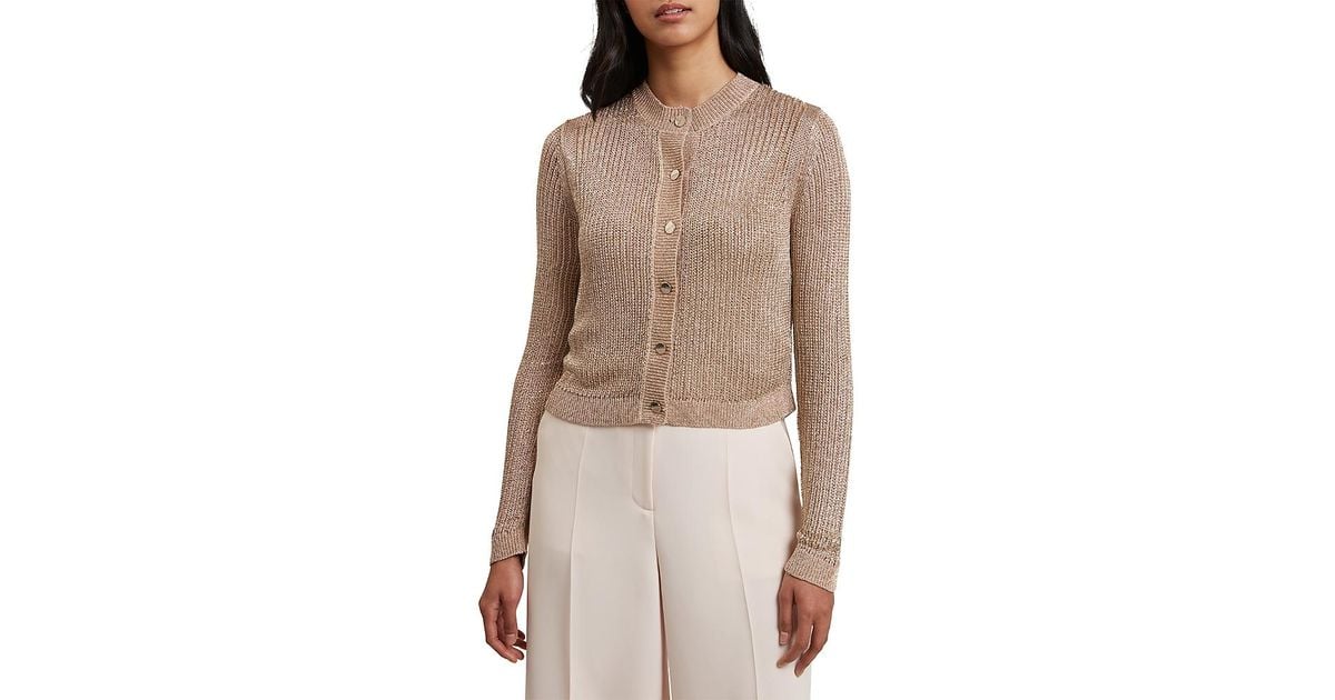 Ted Baker Manya Chainmail Knit Cardigan in Brown | Lyst