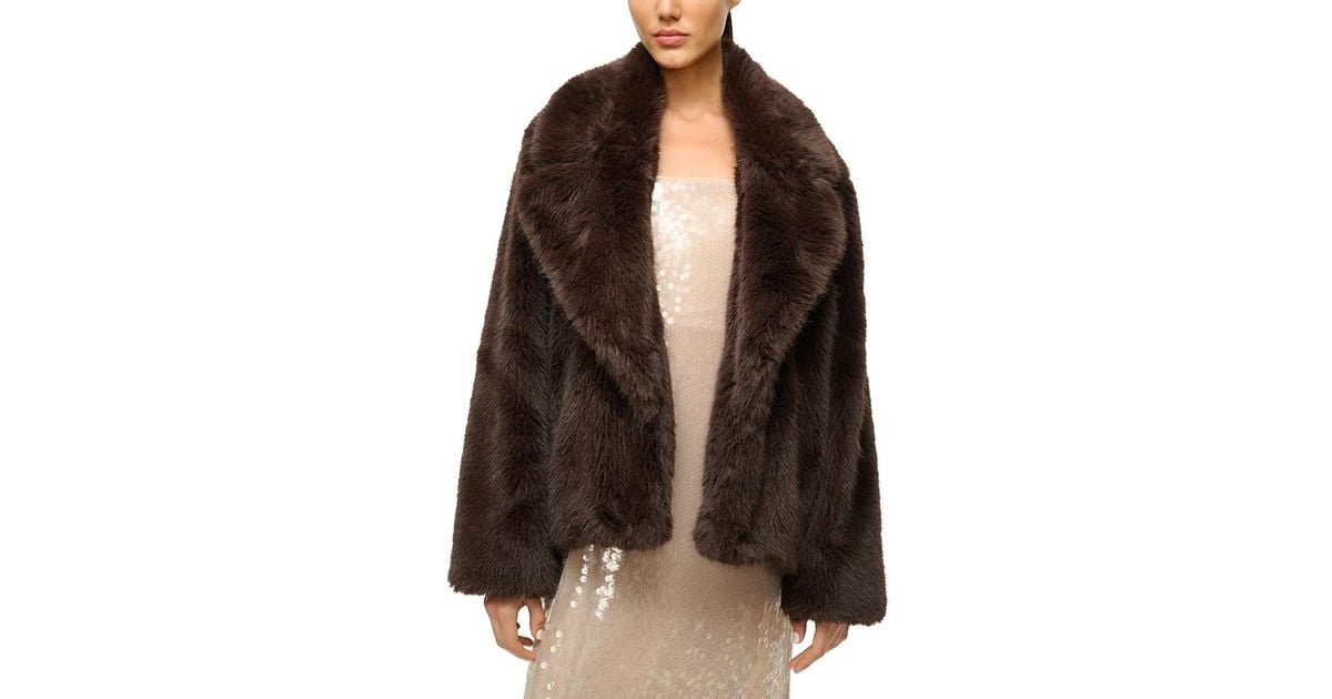 STAUD Soprano Oversized Faux Fur Jacket in Brown | Lyst
